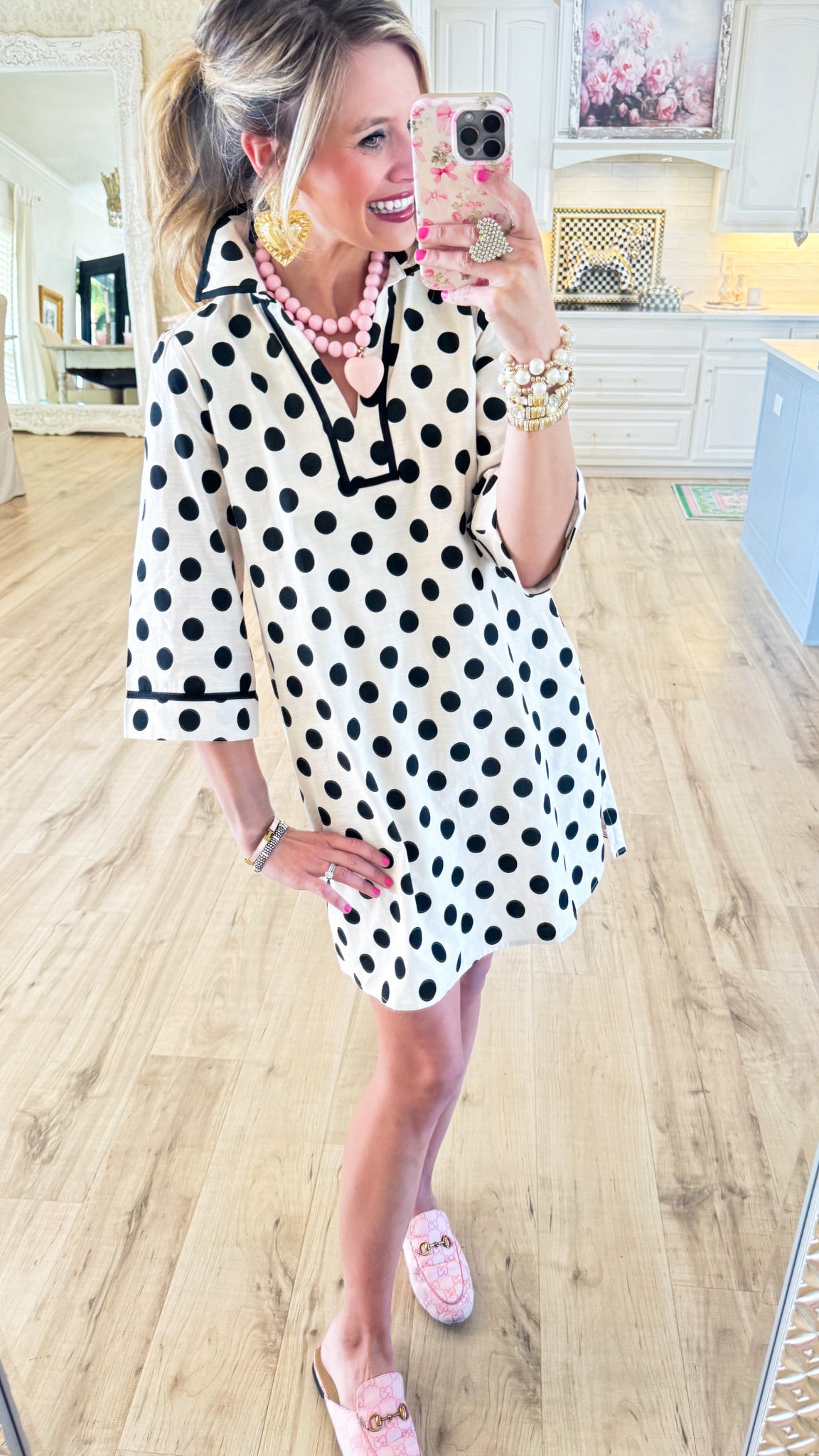 Cream and Black Polka Dot Shift Dress – Charlotte Heart Boutique